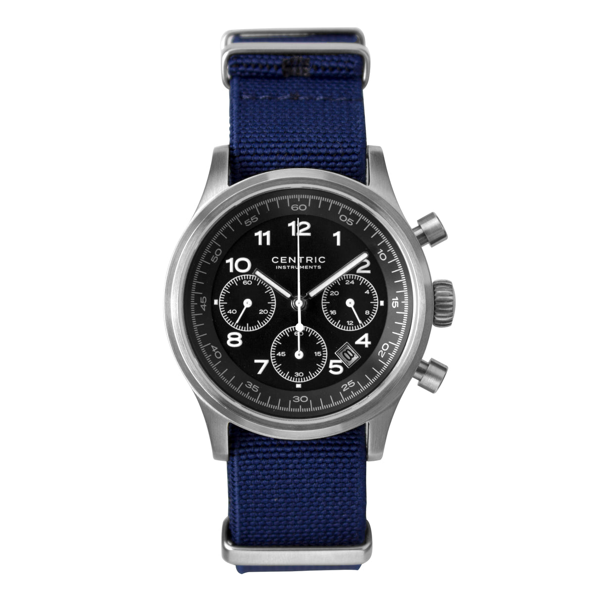 Pilot Chronograph Classic (Black) - Nylon Strap – Centric Instruments